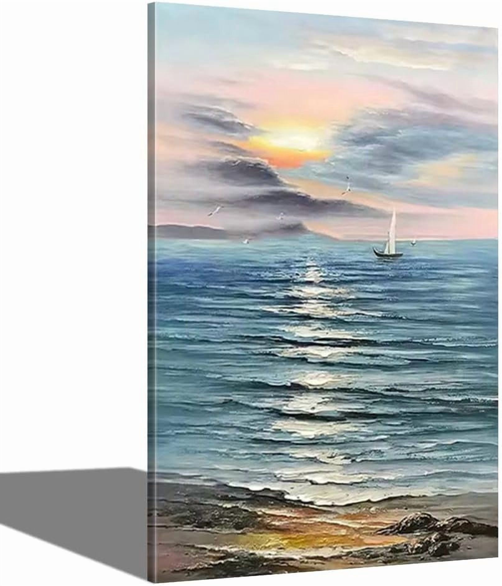 AVOI Hand Painted Beach Texture Oil Paintings Ocean Waves Nature ...