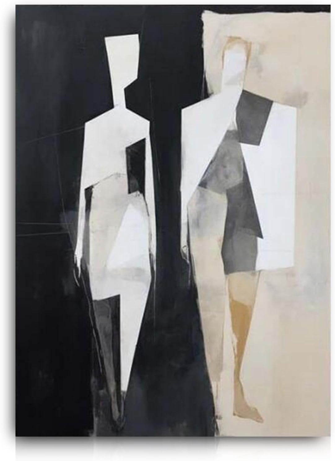 AVOI Hand Painted Couple Oil Painting Classic Abstract Wall Art Women ...