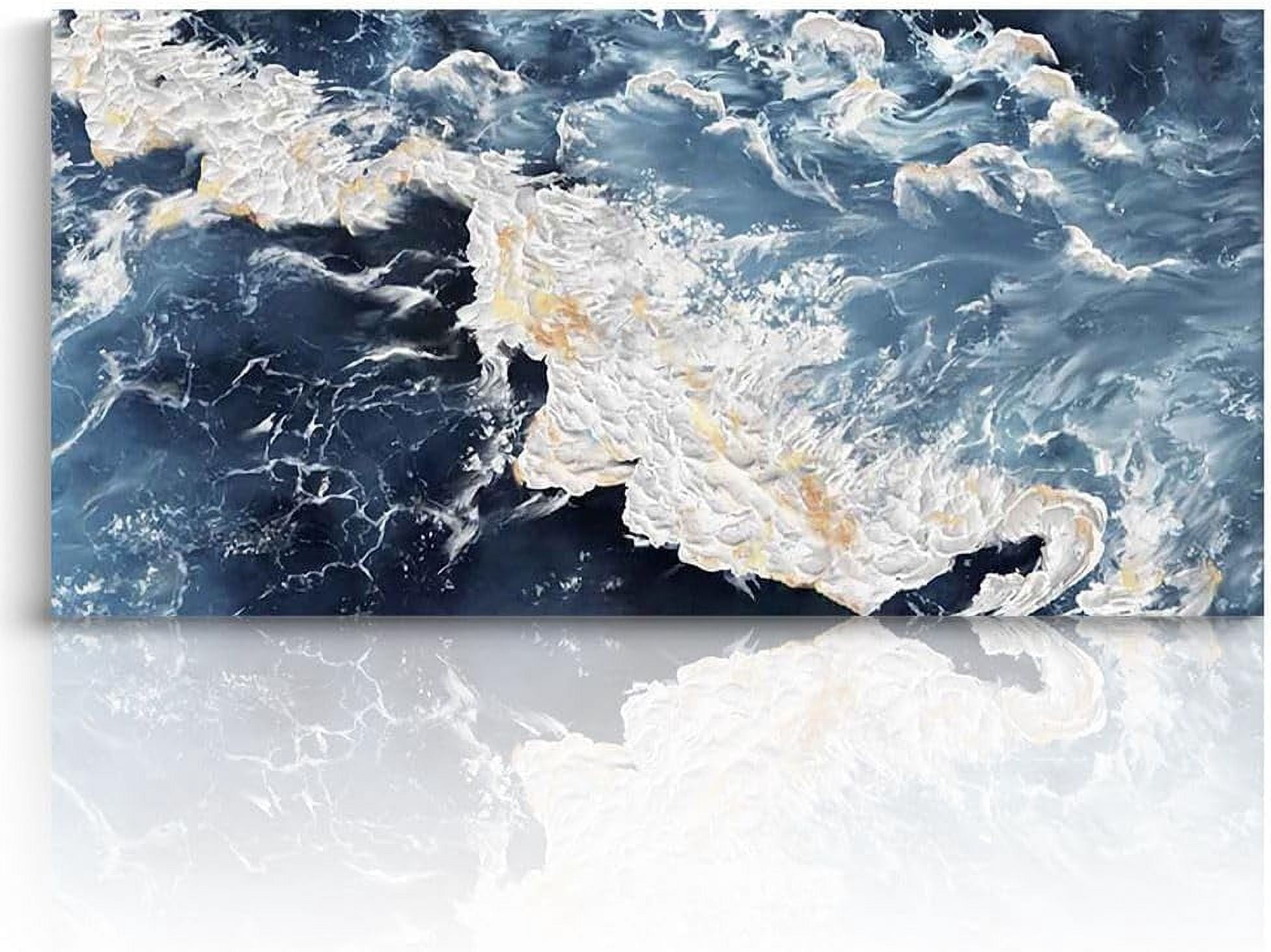 AVOI Hand Painted Sea Canvas Oil Painting Handmade Blue Sea Landscape ...
