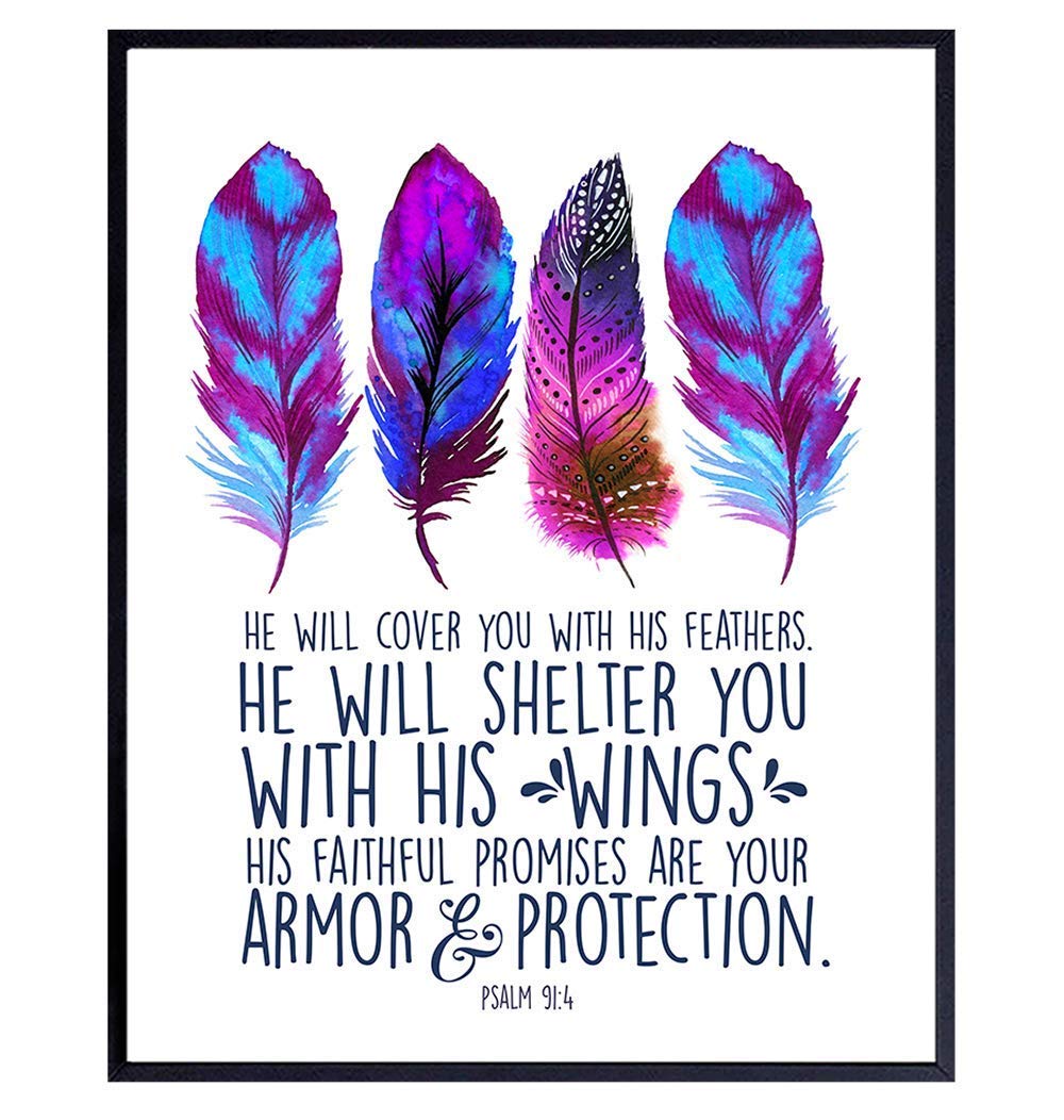 AVOI He Will Cover You With His Feathers Wall Art-Psalm 91-Religious ...