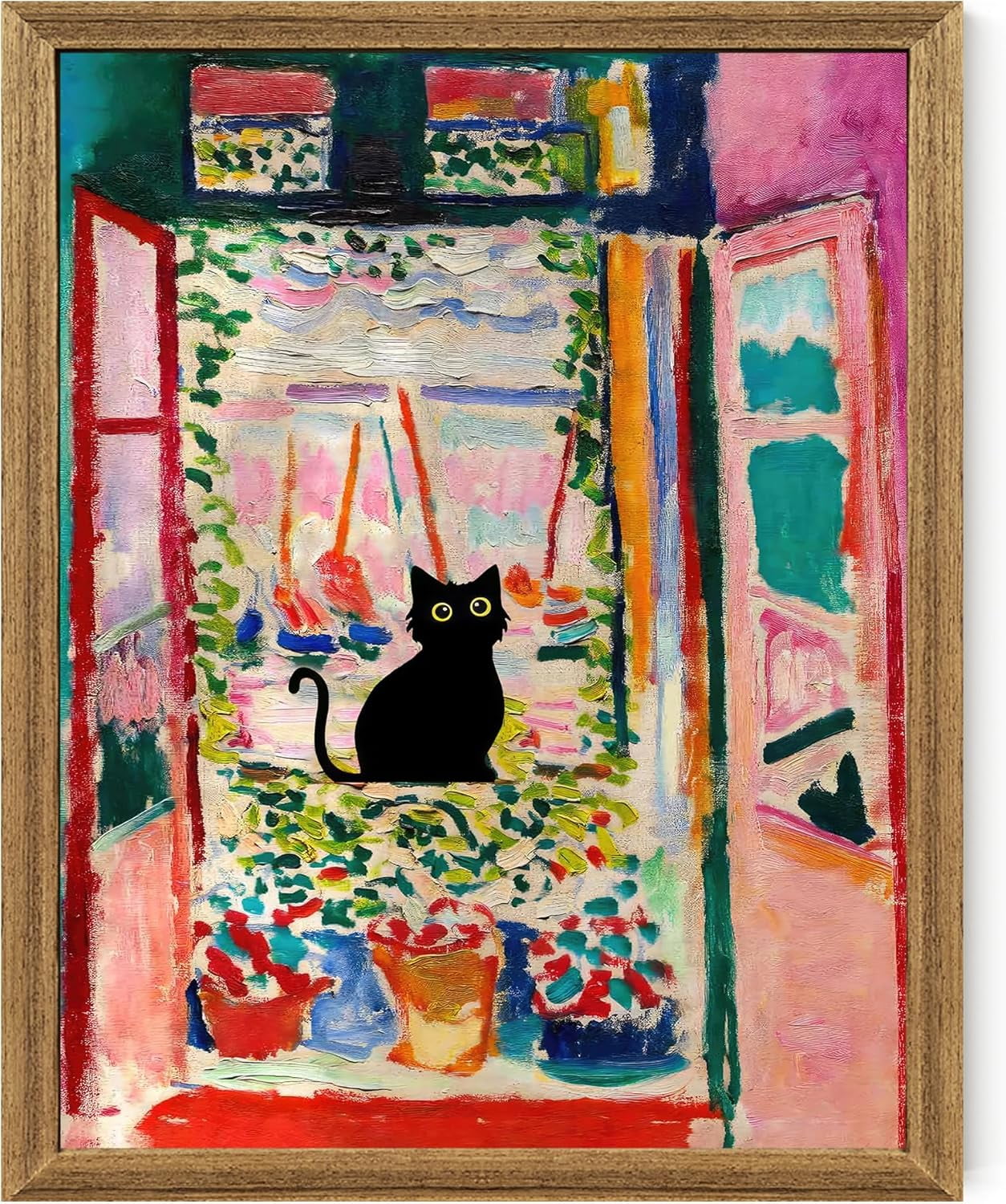 AVOI Henri Matisse Cat Wall Art - Wood Unframed Funny Black Cat Poster ...