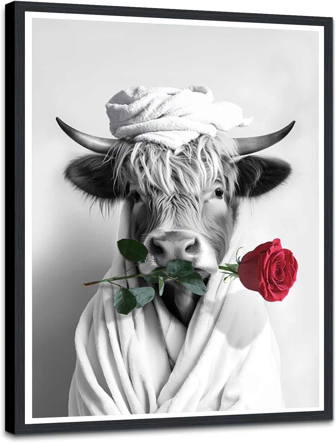 AVOI Highland Cow Bathroom Wall Art Black and White Cow Bathroom Decor ...