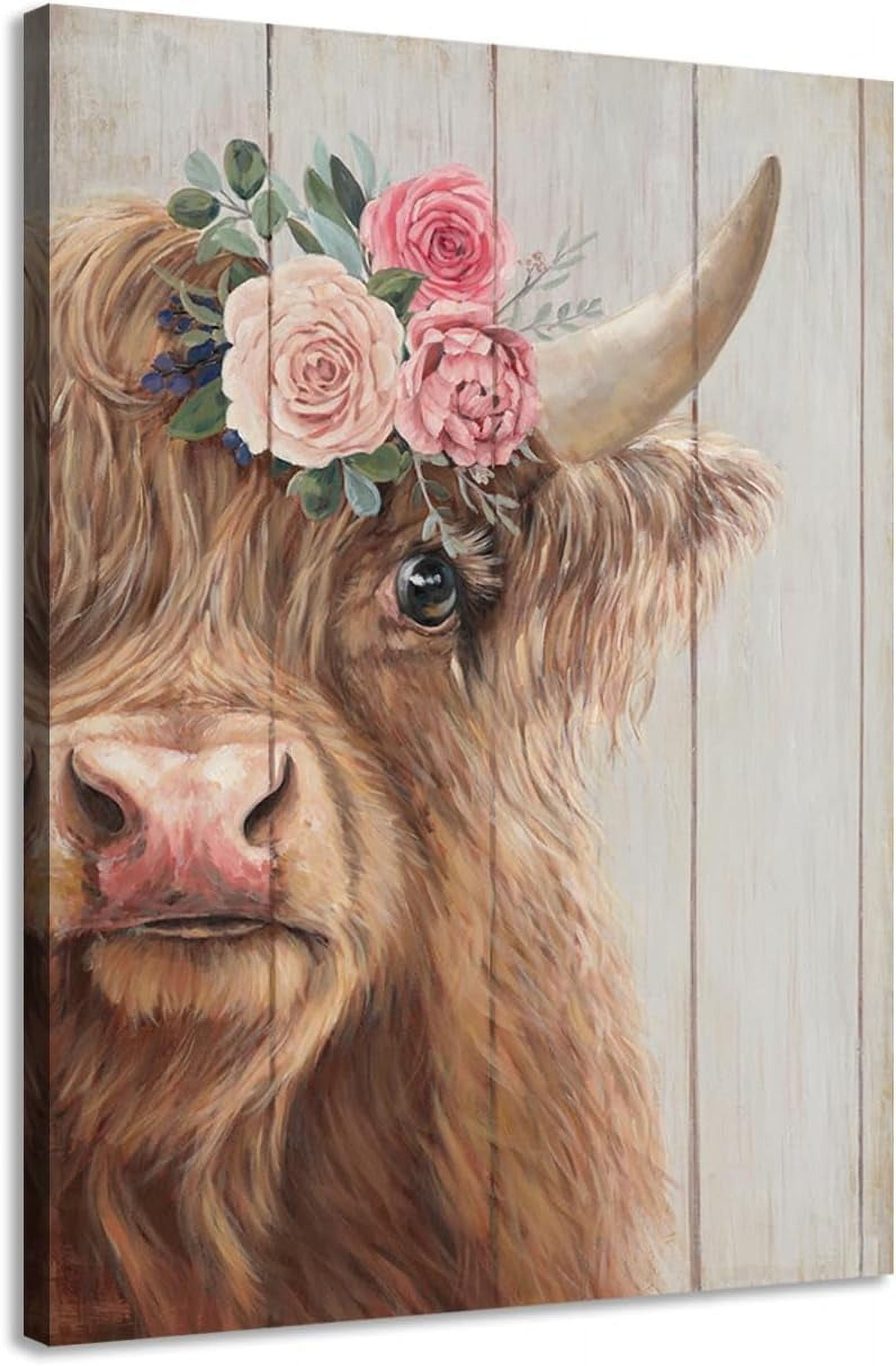AVOI Highland Cow Canvas Wall Art Farmhouse Animal Picture Wall Decor ...