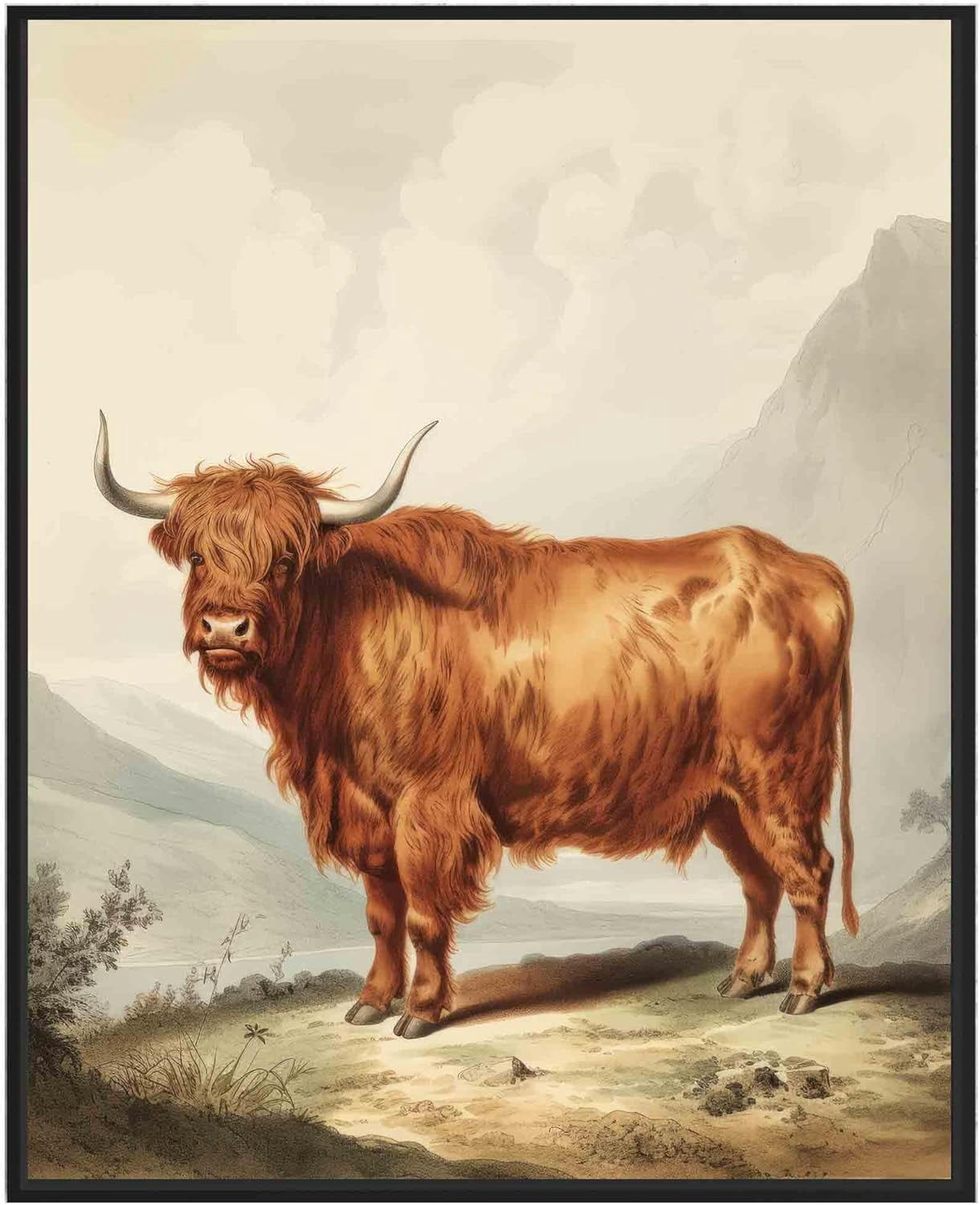 AVOI Highland Cow Vintage Poster Art Print Retro Vintage Animal Wall ...