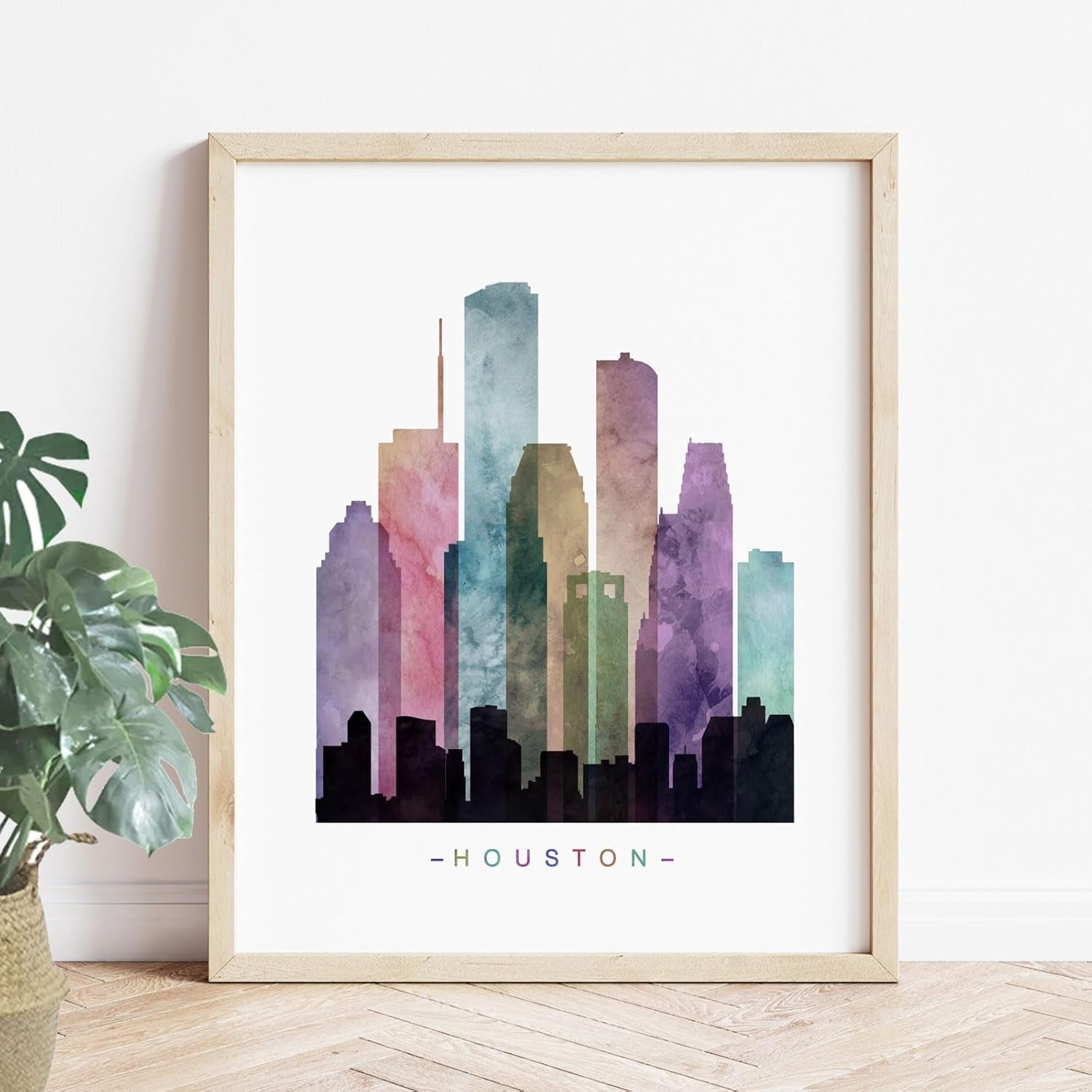 AEFER Houston Skyline, Houston Wall Art, Houston Art Print, Watercolor ...