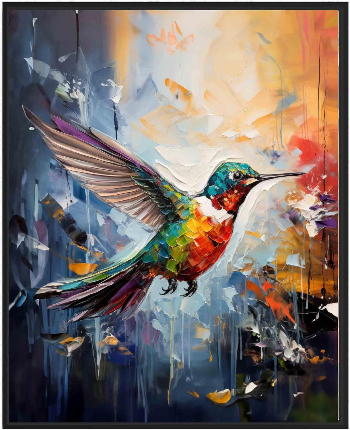 AVOI Hummingbird Art Print, Animal Painting Wall Art Abstract Artwork ...
