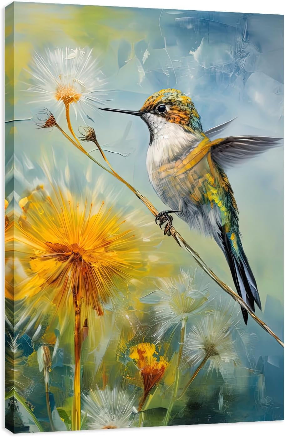 AVOI Hummingbird Canvas Wall Art, Hummingbird Resting on Top of ...