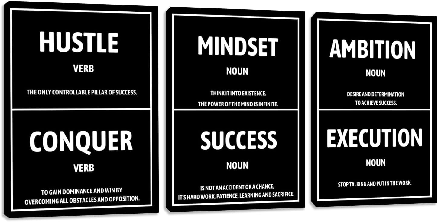 AVOI Hustle Wall Art Motivational Canvas Wall Art Inspirational Black ...