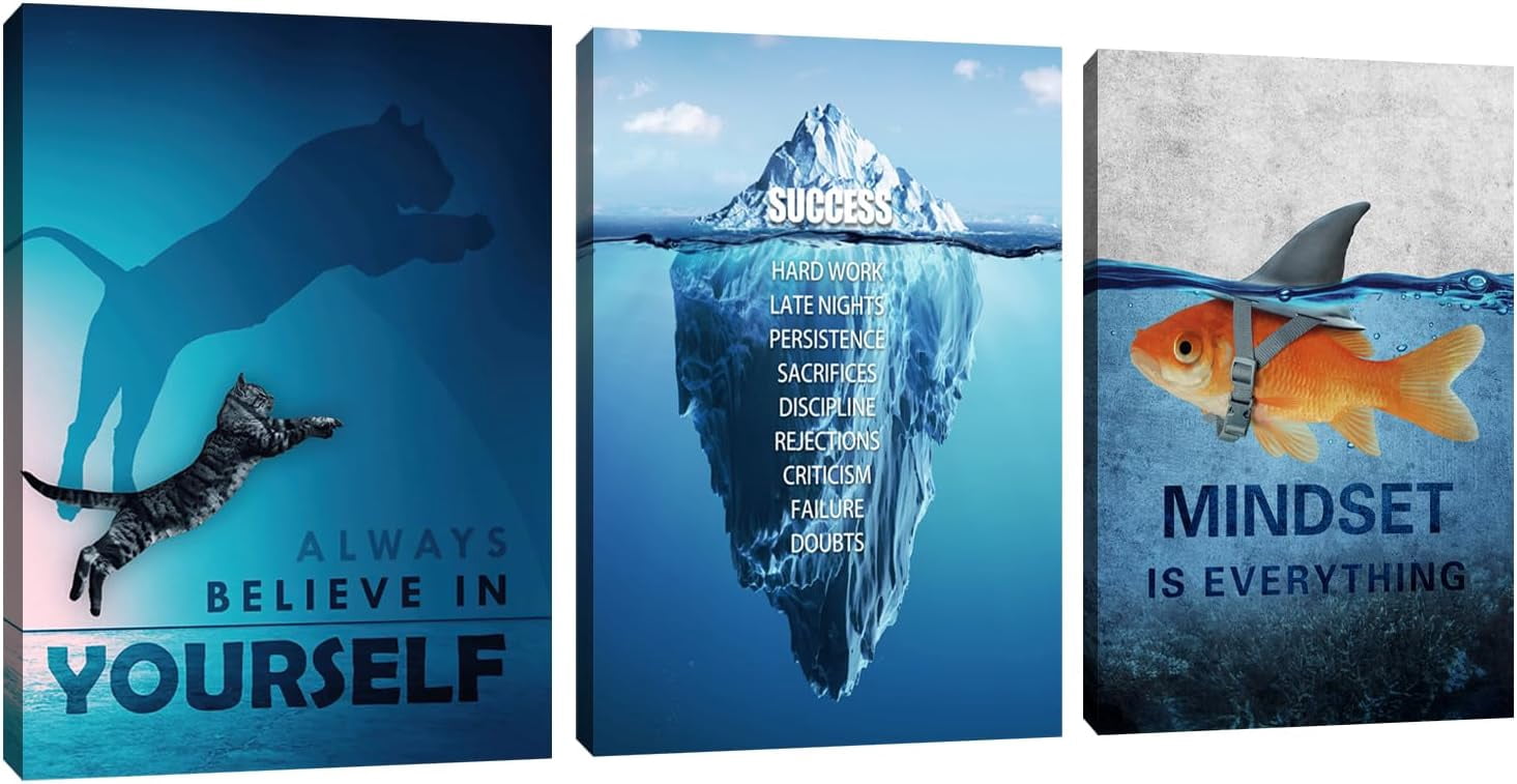 AVOI Inspirational Blue Wall Art - Motivational Canvas Prints with ...