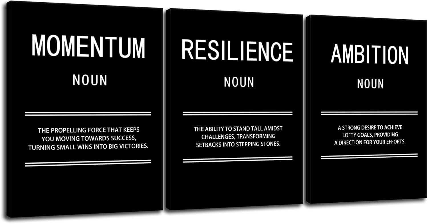 AVOI Inspirational Canvas Print Wall Art Ambition Momentum Resilience ...