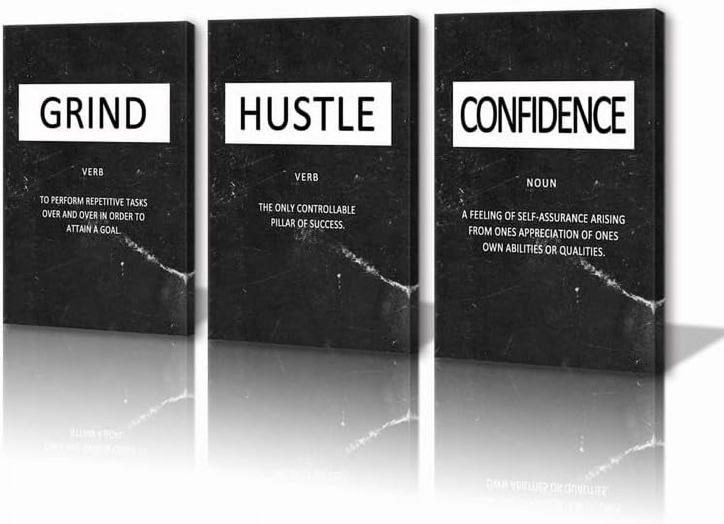 AVOI Inspirational Canvas Wall Art - Grind Hustle Confidence ...