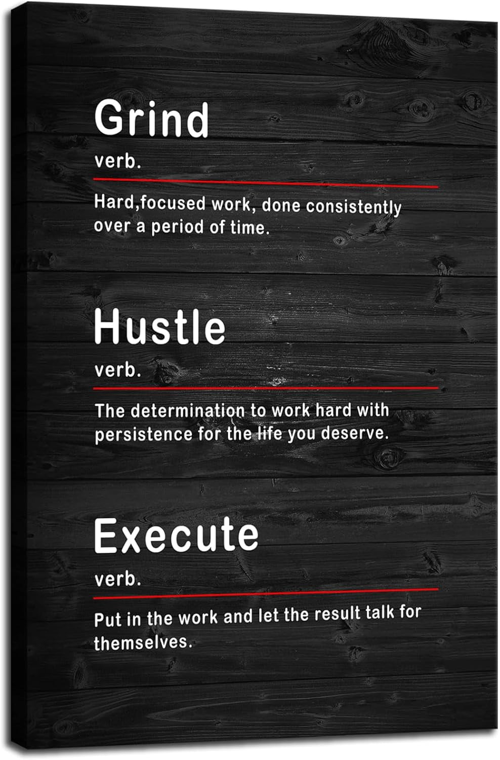 AVOI Inspirational Office Wall Art Grind Hustle Execute Verb Painting ...
