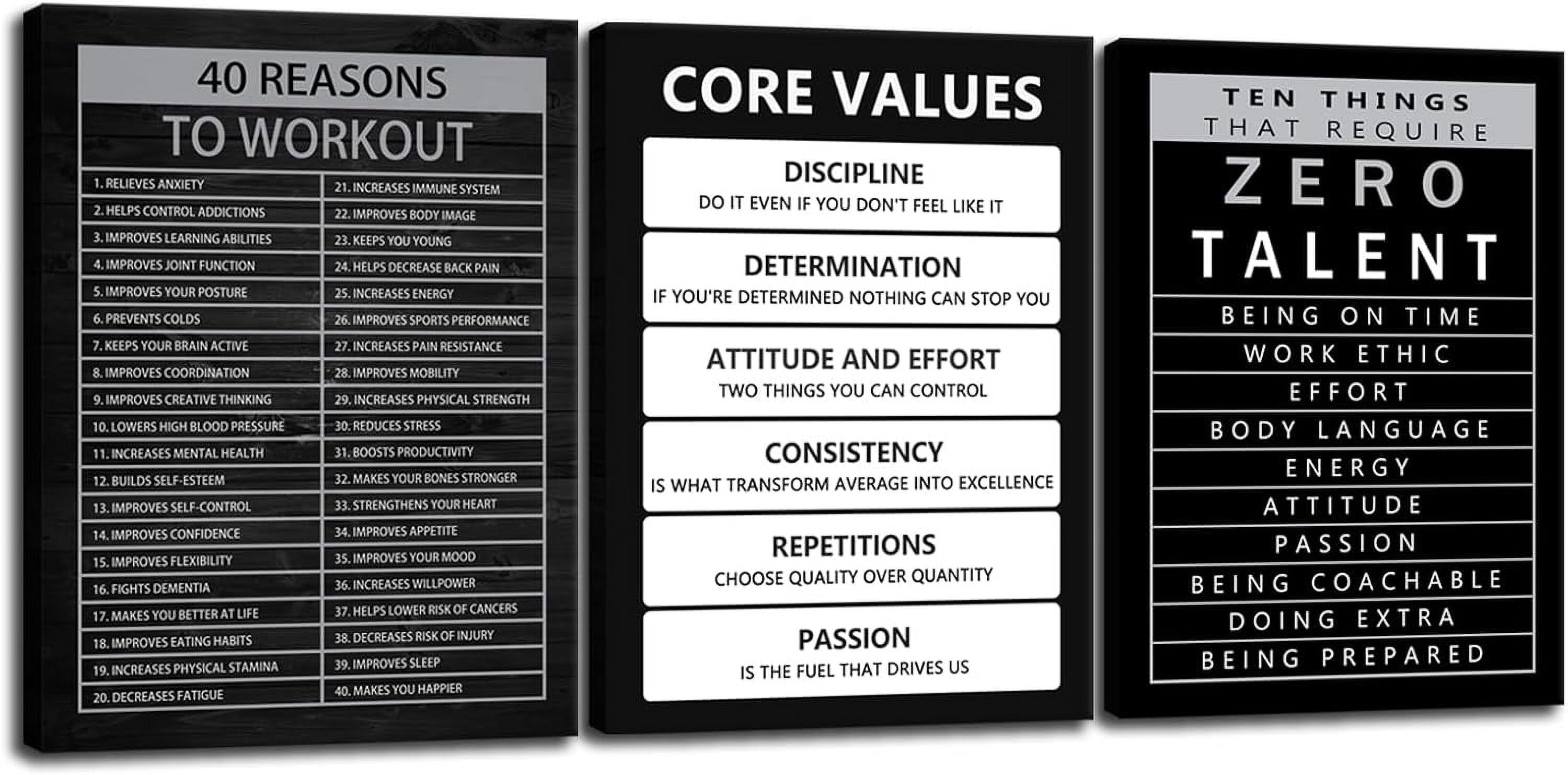 AVOI Inspirational Posters 40 Reasons to Workout Wall Art Core Values ...