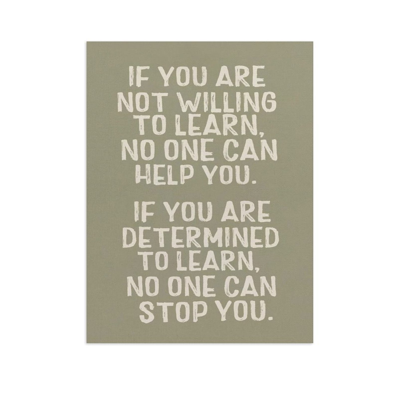 AVOI Inspirational Sage Green Willing To Learn Poster, Positive ...