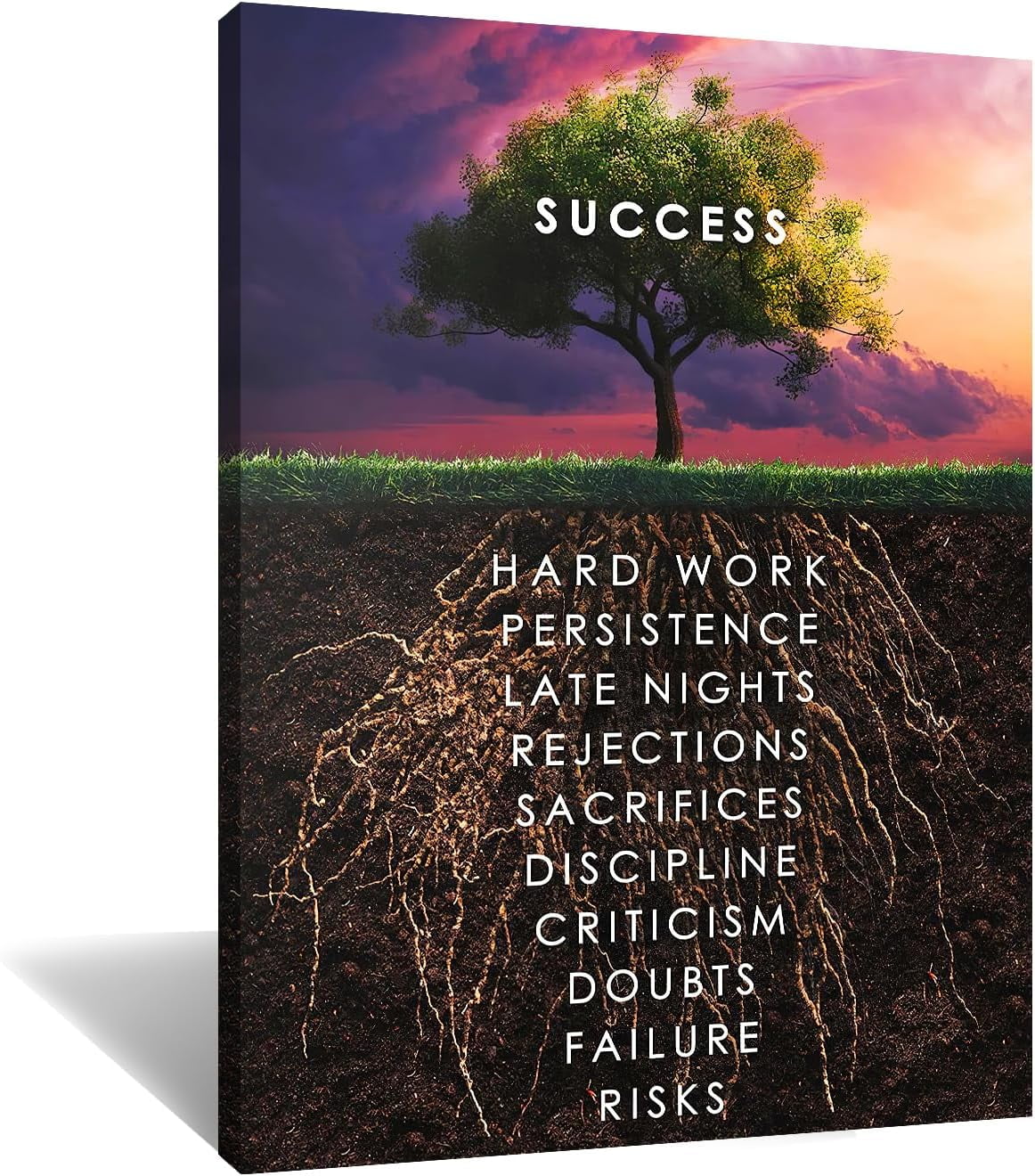 AVOI Inspirational Success Tree Wall Art Printed Pictures Canvas ...