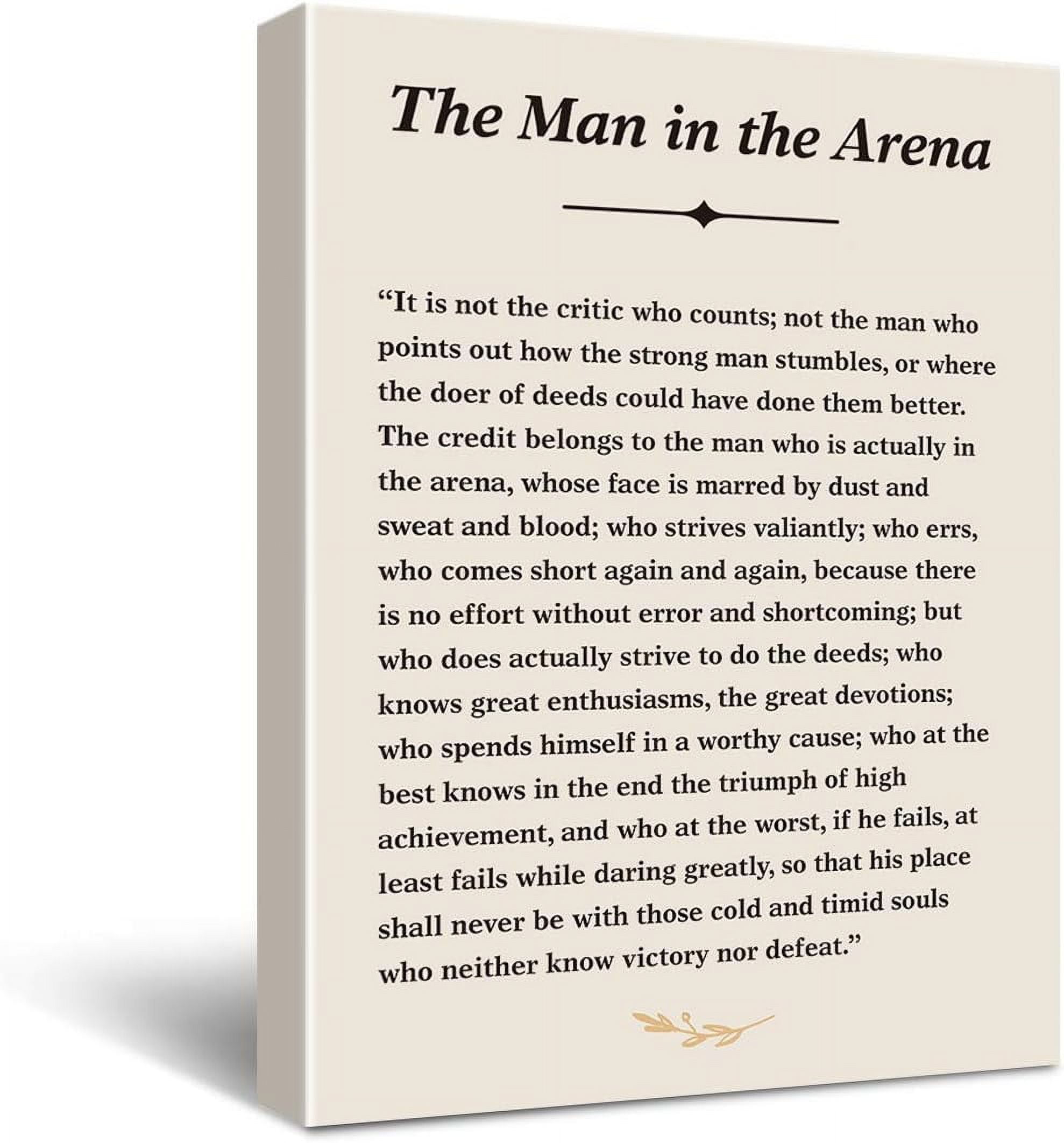 AVOI Inspirational Theodore Roosevelt Quote The Man in The Arena Sign ...