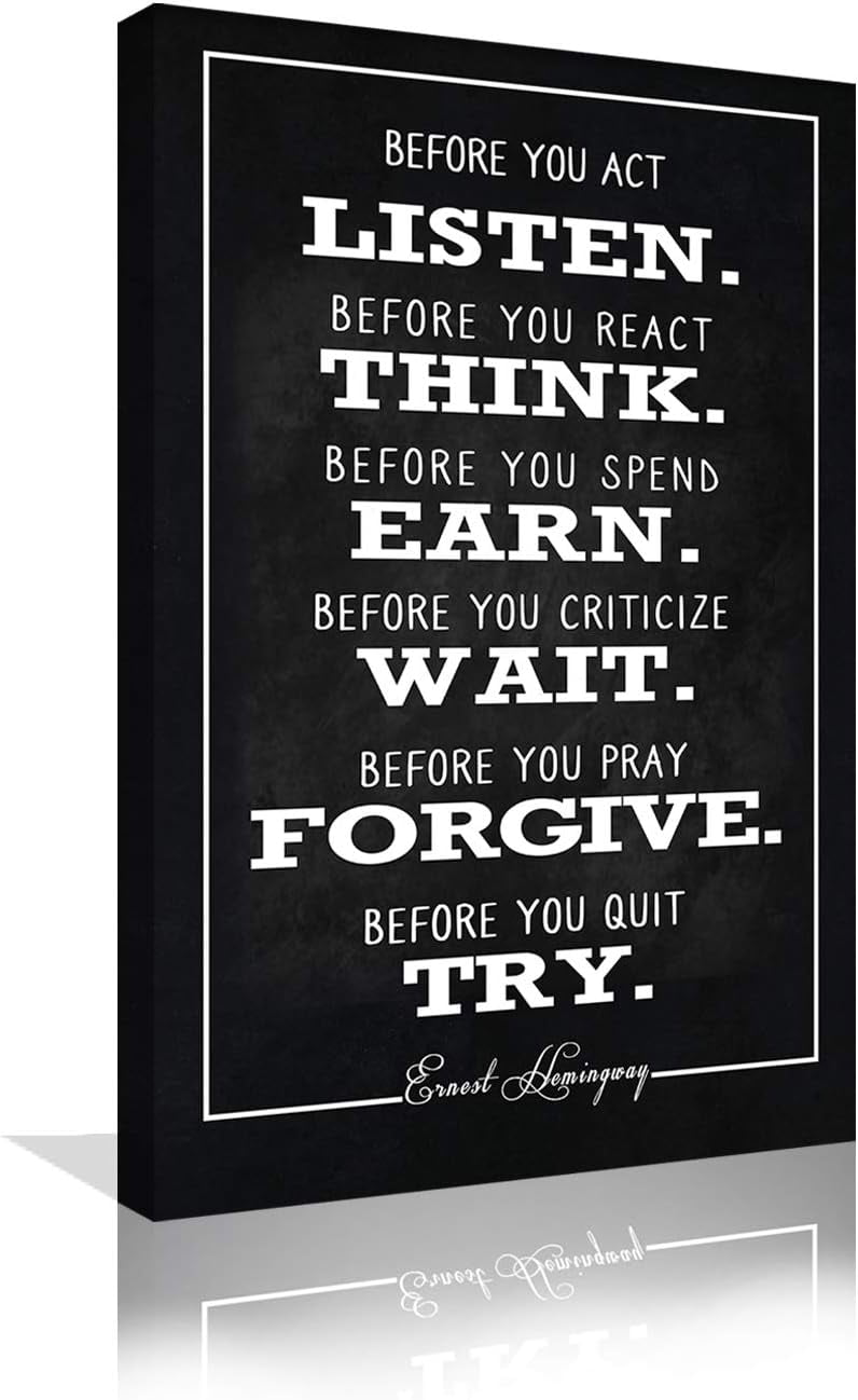 AEFER Inspirational Wall Art Ernest Hemingway Quote Poster Inspiration ...