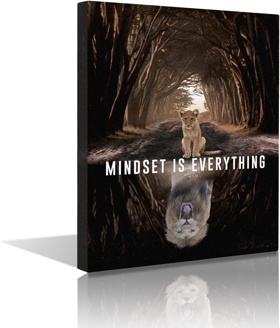AVOI Inspirational Wall Art Unframed Canvas 12 x 16 in MINDSET IS EVERYTHING (Lion ...