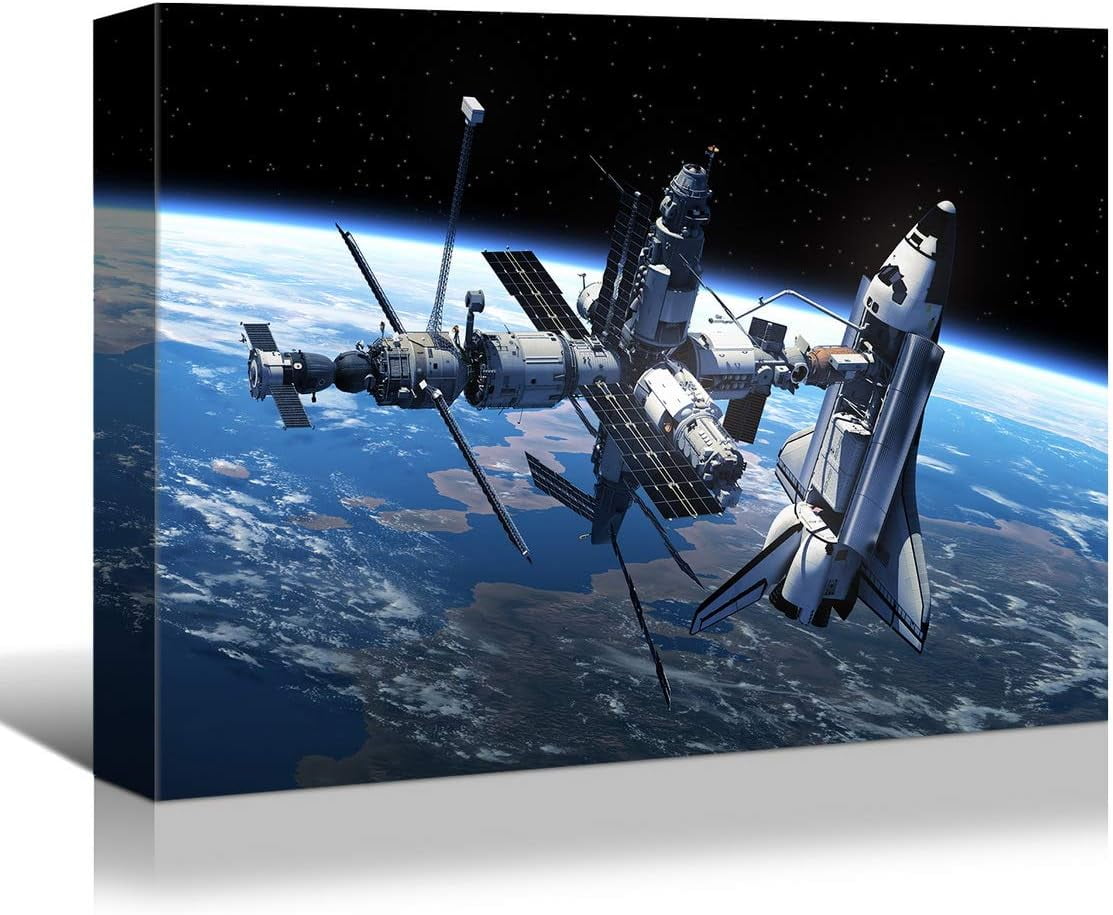 AVOI International Space Station and Earth Poster Canvas Print Wall Art ...