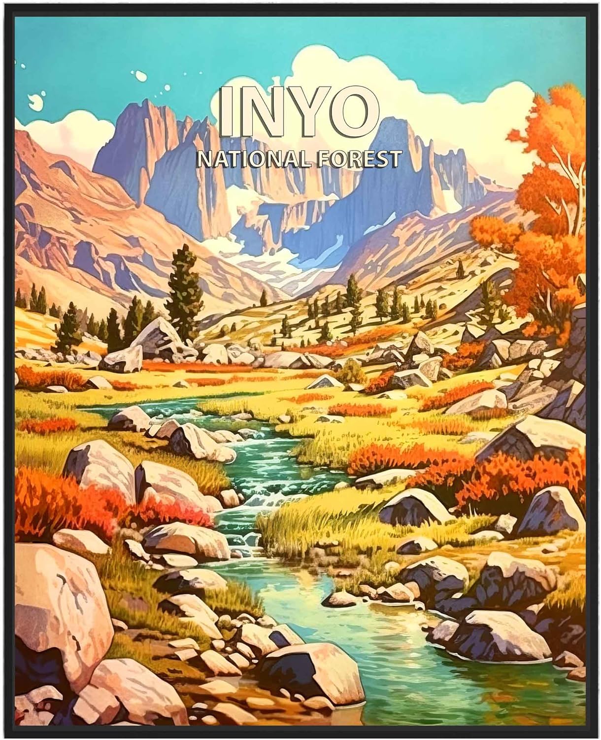 AVOI Inyo National Forest Poster Art Print Retro Mountain Wall Art ...