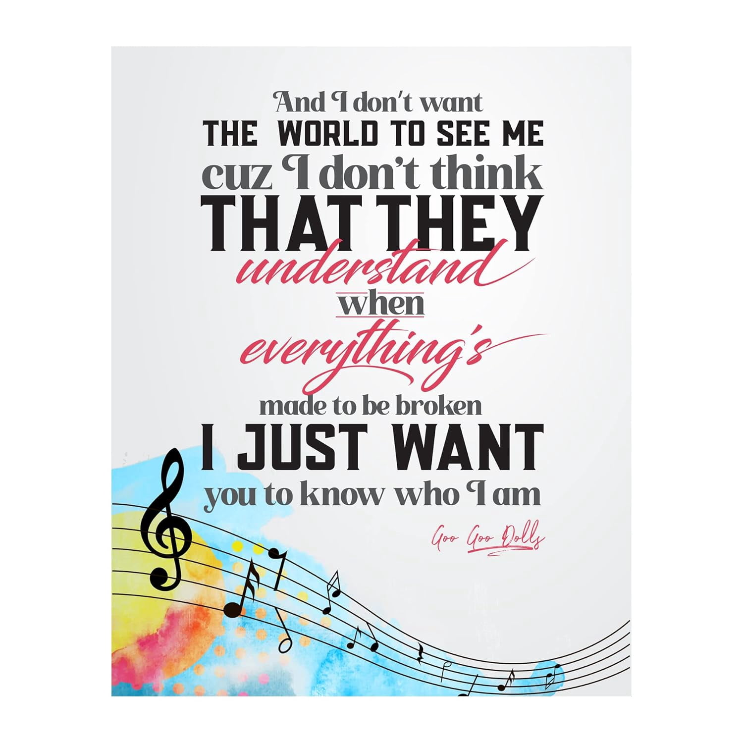 AVOI Iris-Goo Goo Dolls Song Lyrics Wall Art, This Pop Rock Music ...