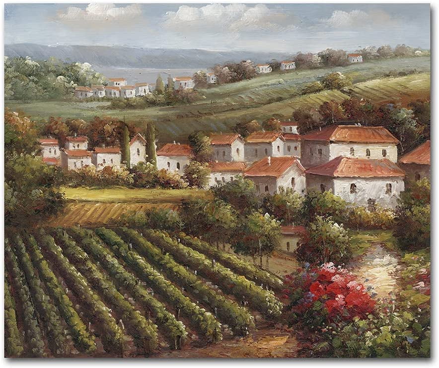 AVOI Italy Town Painting Tuscany Wall Art Streets of Mediterranean ...