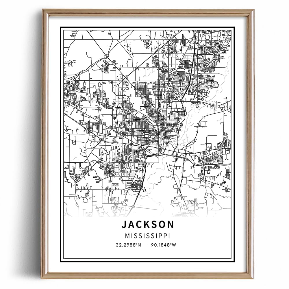 AVOI Jackson MS Poster - Minimalist Black White Wall Art - Jackson MS ...