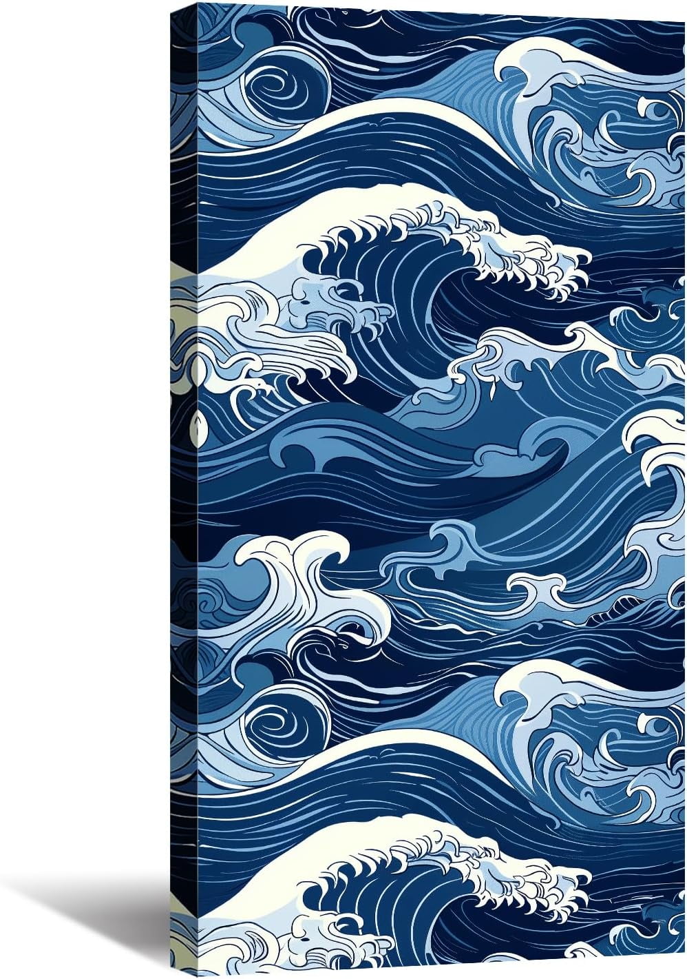 AVOI Japanese Sea Wave Canvas Wall Art Blue and White Waves Picture ...