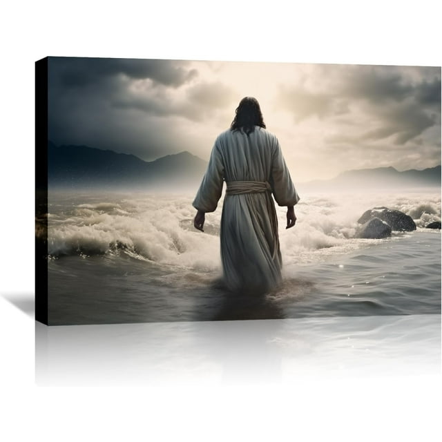 AVOI Jesus Canvas Wall Art Christ Wall Decor Jesus Walking in Water ...