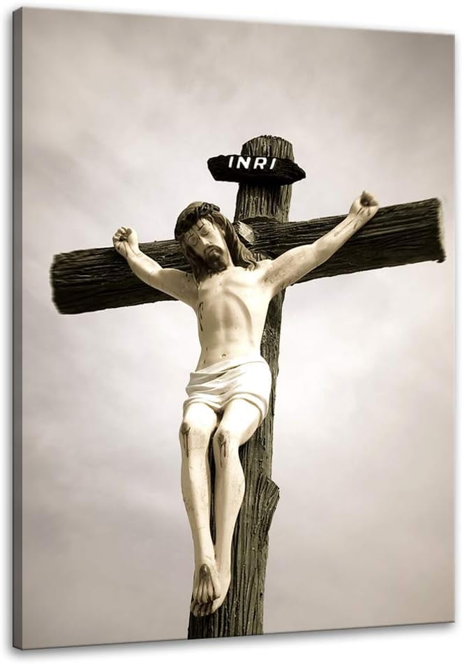 AVOI Jesus Christ Cross Canvas Painting Print Poster Wall Art Jesus Christ Crucified Background ...