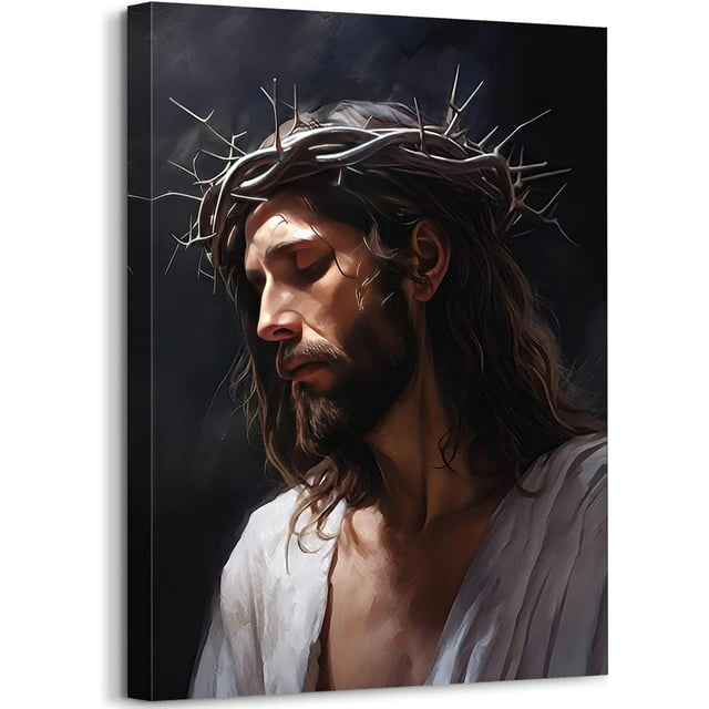 AVOI Jesus Christ Crown of Thorns Wall Art Religious Canvas Print Wall Decor Painting Jesus ...