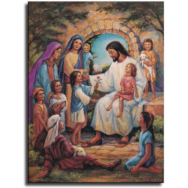AVOI Jesus Christ and Children Poster Picture Canvas Wall Art Print ...