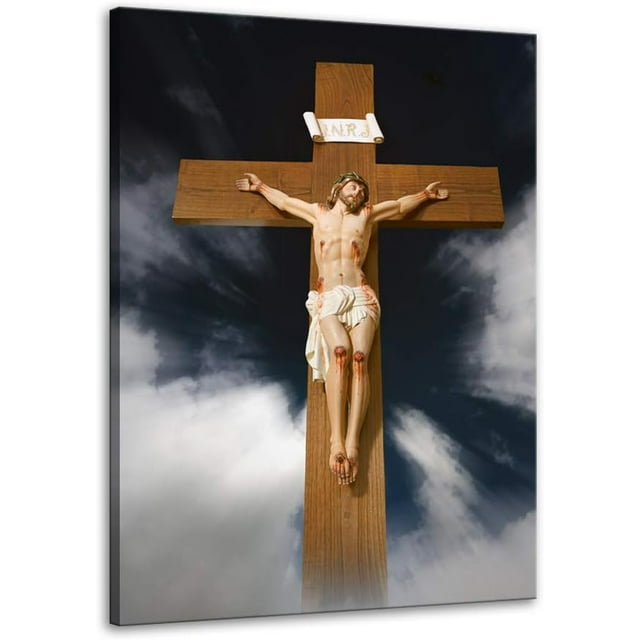 AVOI Jesus Crucified on the Cross Canvas Painting Print Poster Wall Art Christ Religious ...