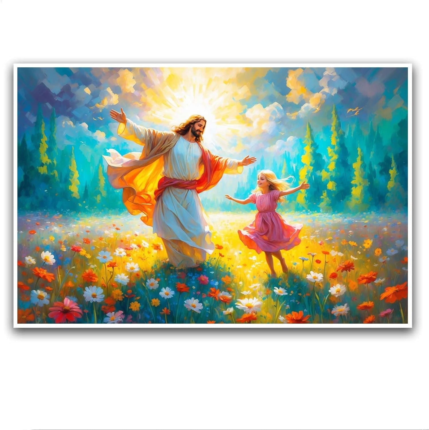 AVOI Jesus and Girl Dancing Canvas Wall Poster Print Modern Christian ...