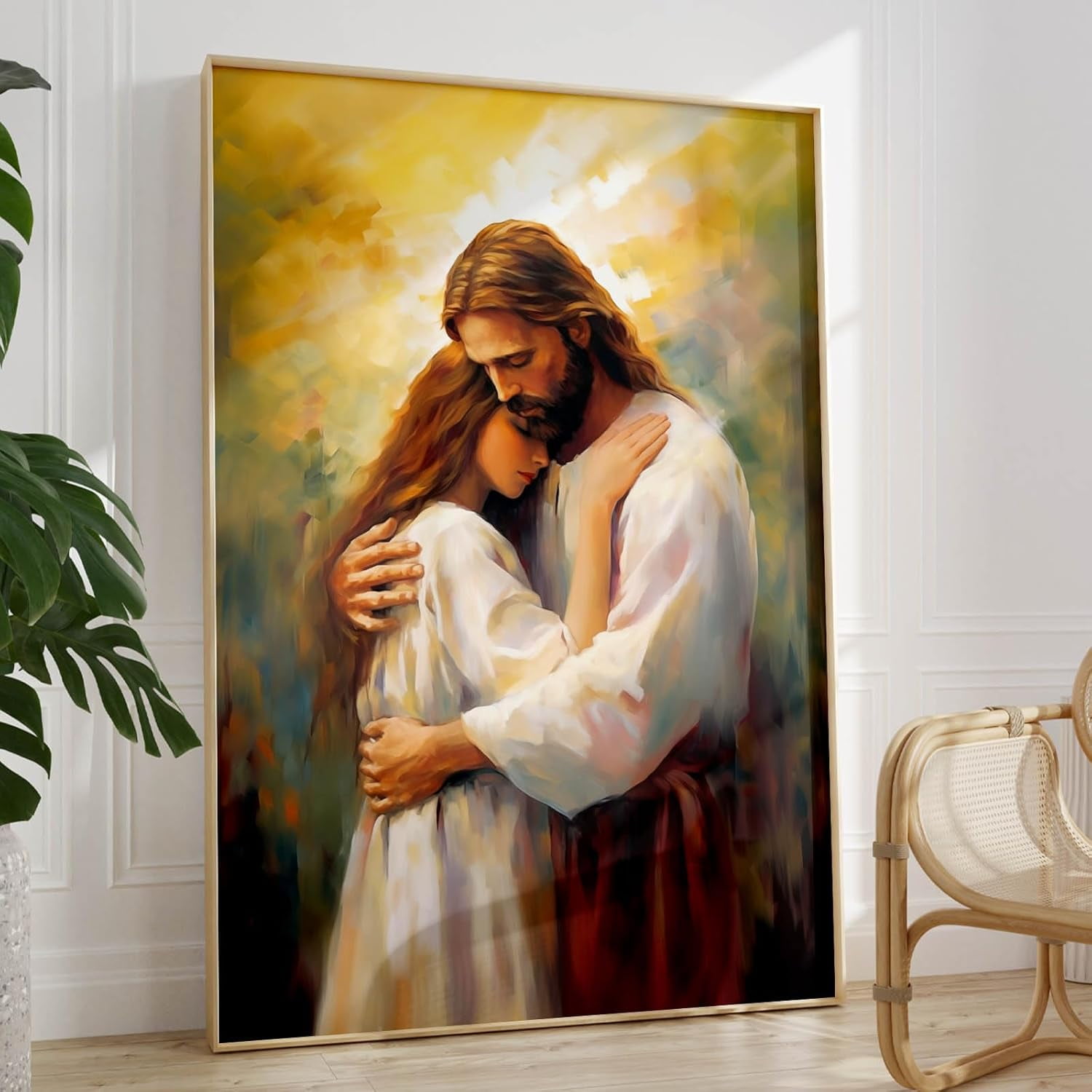AVOI Jesus Hugging Girl Canvas Art Jesus Healing Painting Jesus and ...