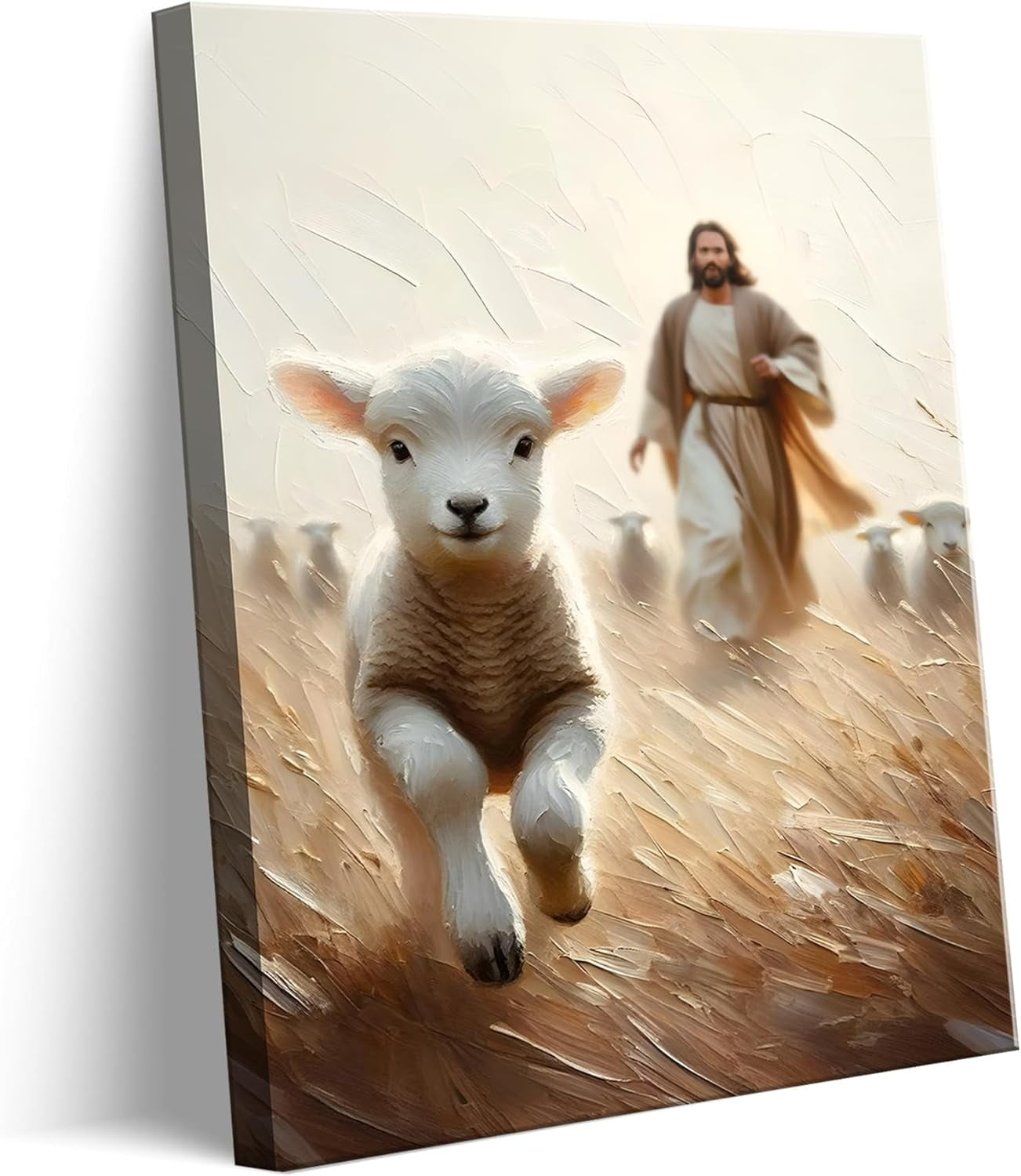 AVOI Jesus and Lamb Canvas Wall Art Jesus Running After Lost Lamb Wall ...