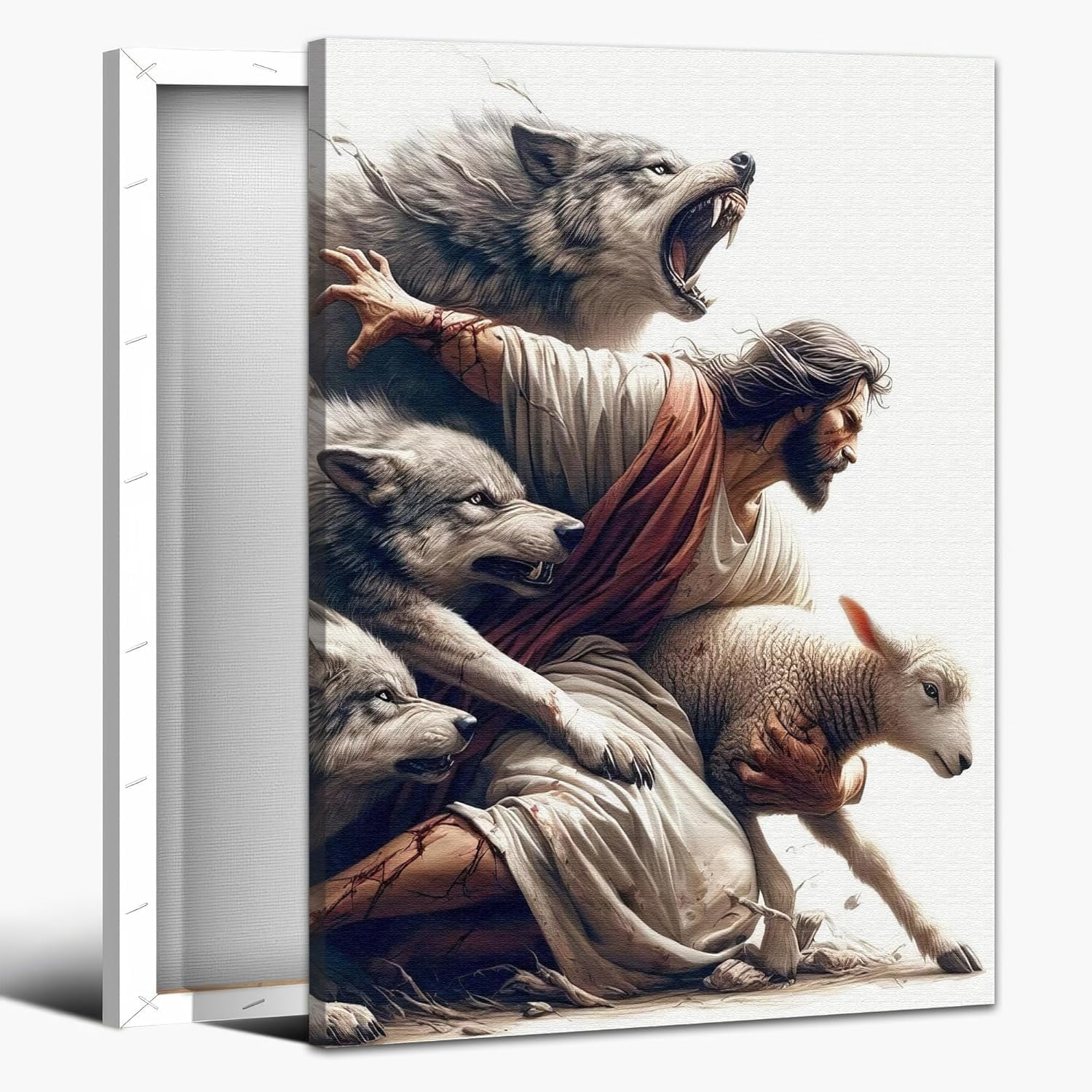 AVOI Jesus and Lamb Christian Wall Art, Jesus Saves the Lost Lamb Canvas Wall Decor, Jesus God ...