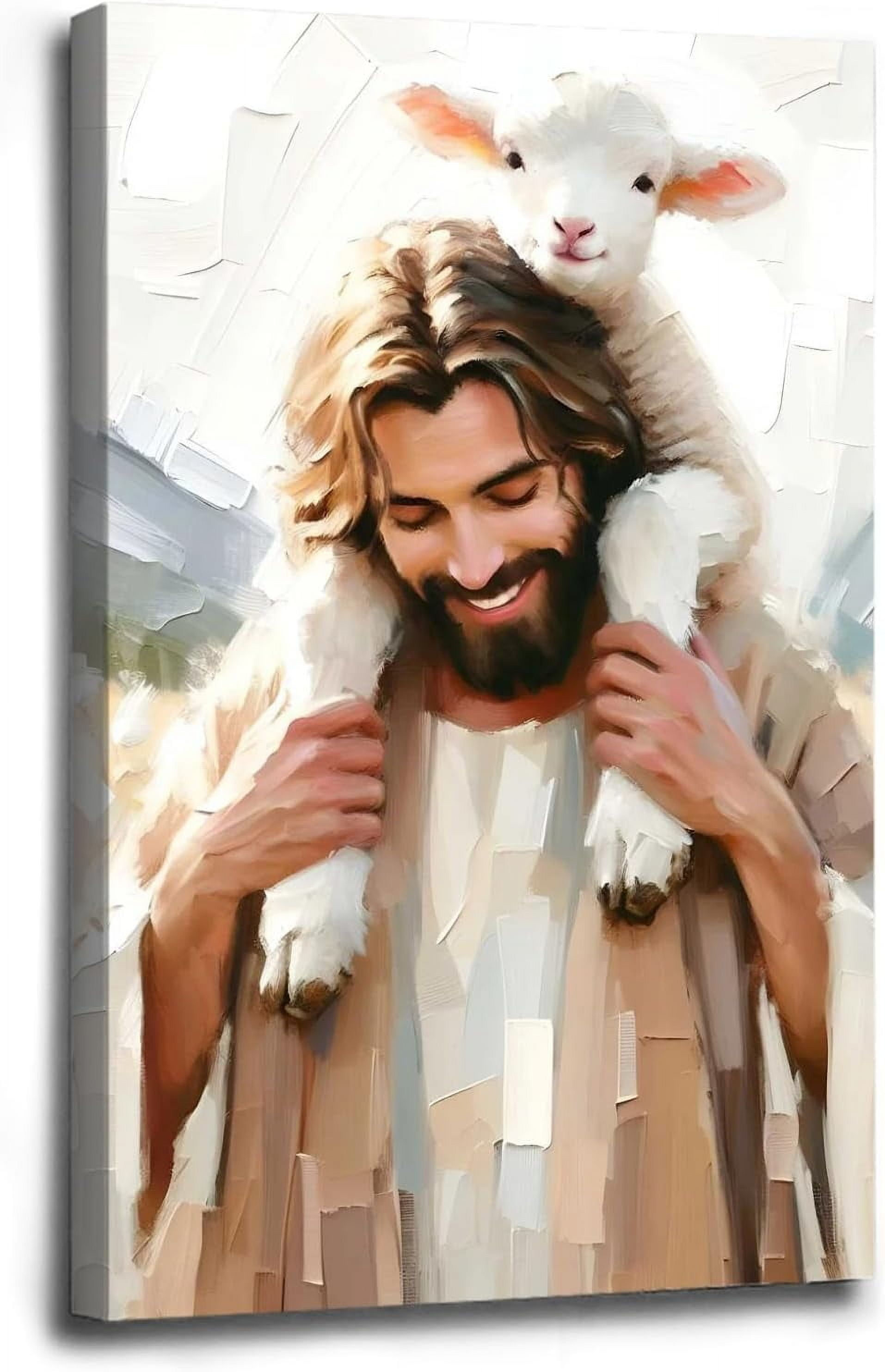 AVOI Jesus and Lamb Painting Jesus Art Mormon Wall Art Bible Christian ...