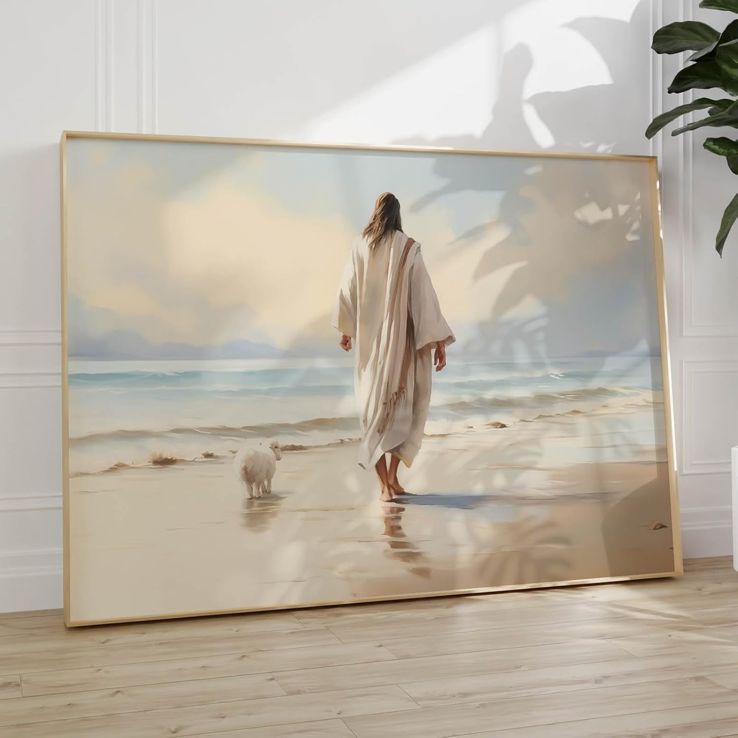 AVOI Jesus Walking on the Beach Picture Jesus and Lamb Canvas Wall Art ...