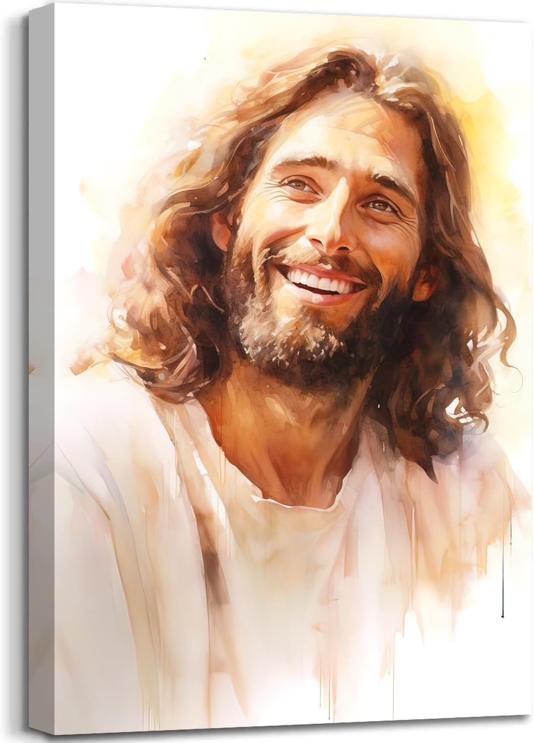 AVOI Jesus Wall Art,Laughing Christ,Jesus with Long Curly Hair Beard ...