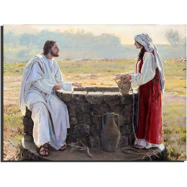 AVOI Jesus and Samaritan Woman At The Well Painting Canvas Wall Art ...