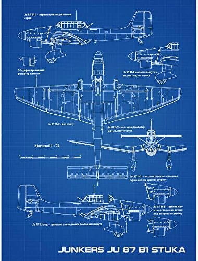 AVOI Junkers Ju 87 B1 Stuka Aircraft Plane Blueprint Plan Art Print ...