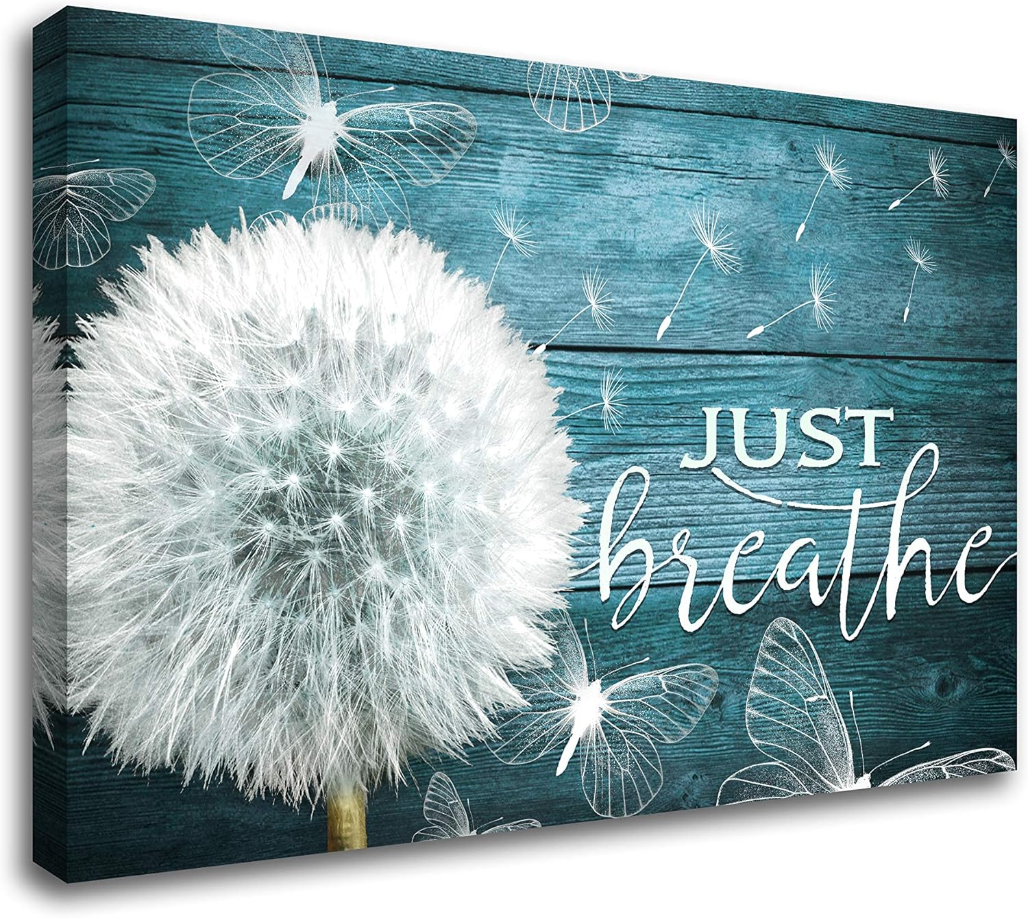 AVOI Just Breathe Wall Art Teal Dandelion Canvas Wall Art For Living ...
