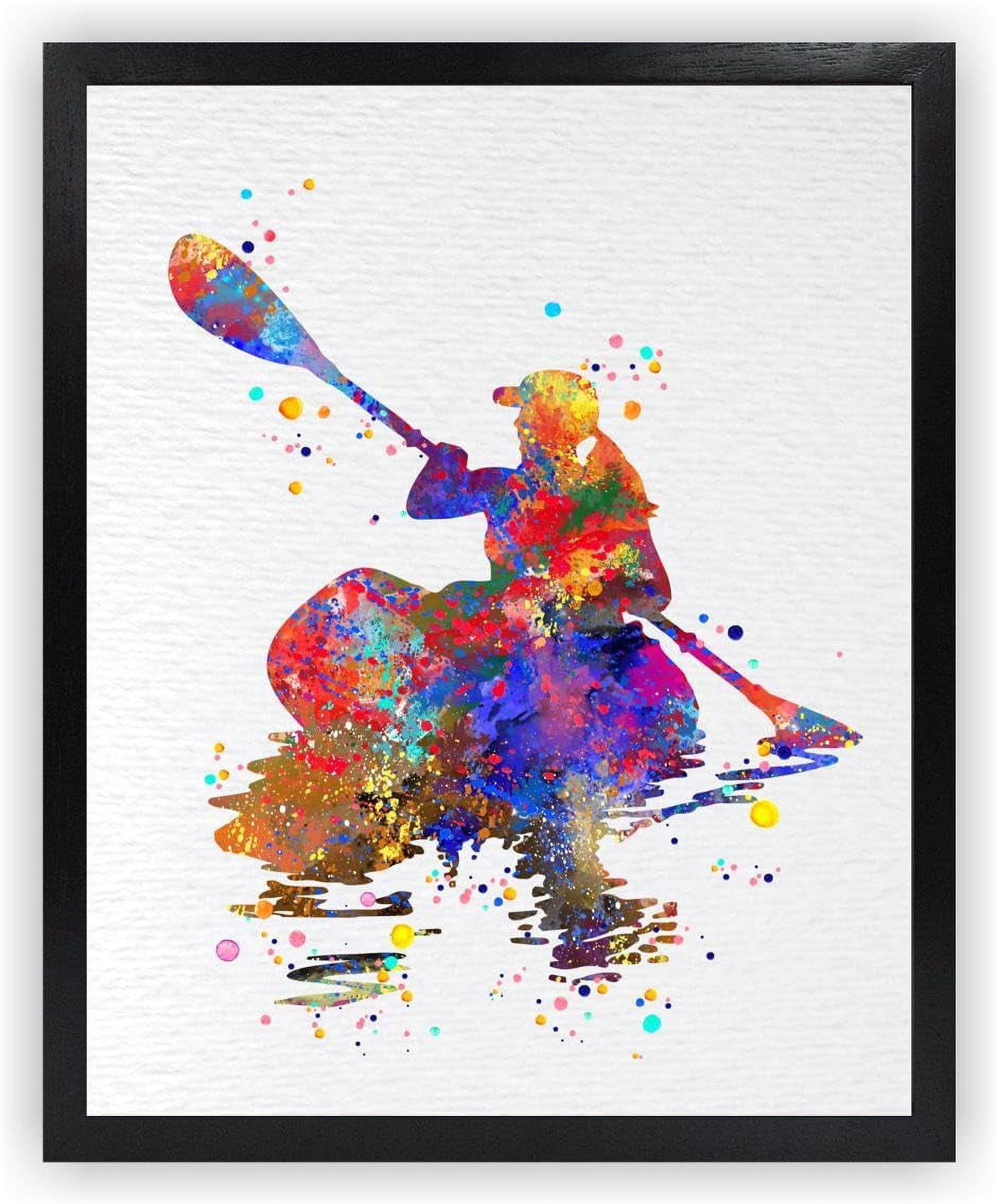AVOI Kayak Girl Watercolor Print Sports Art Canoe Rowing Nursery Art ...