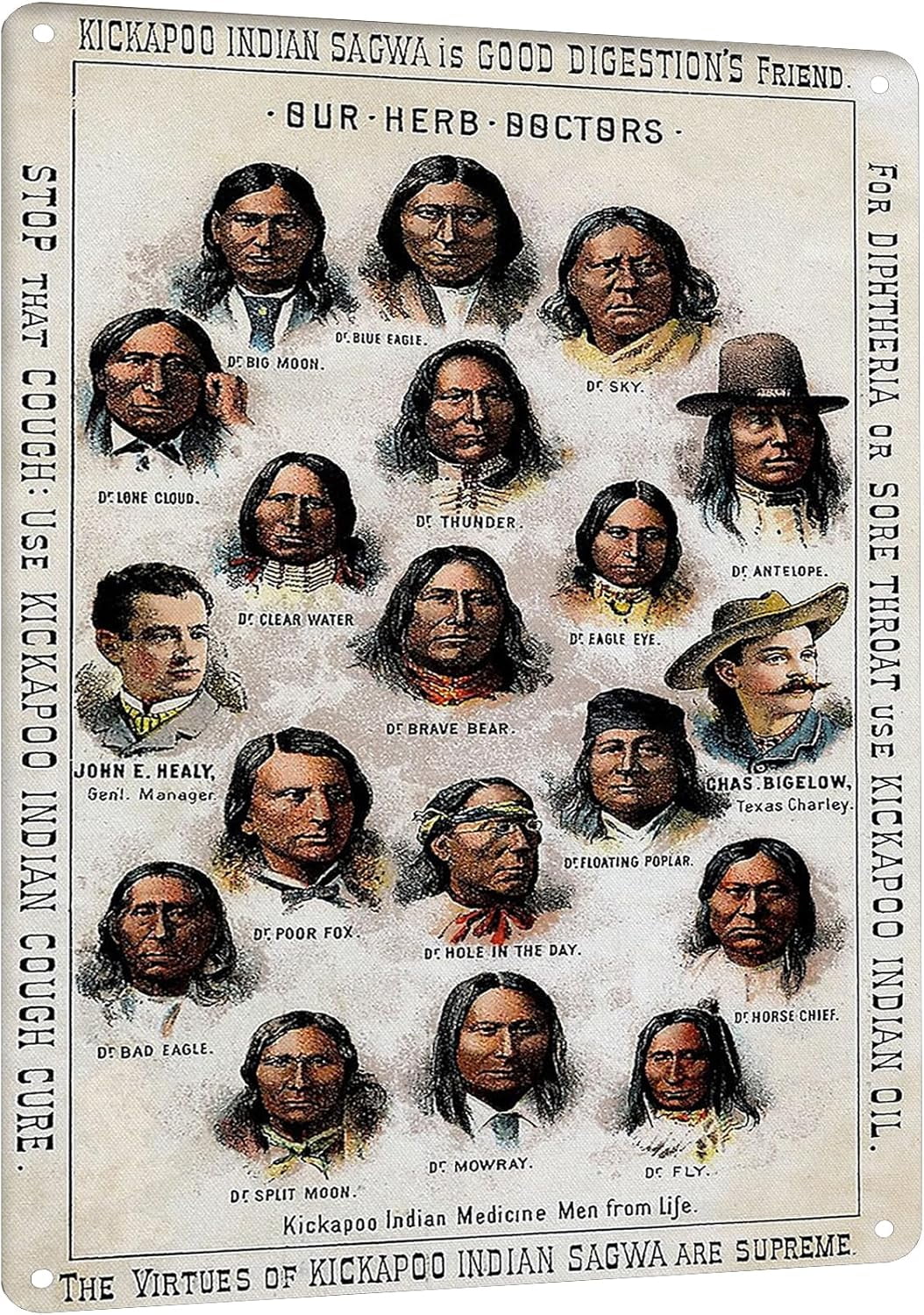 AVOI Kickapoo Indian Sagwa Metal Sign - Vintage Native American Decor ...