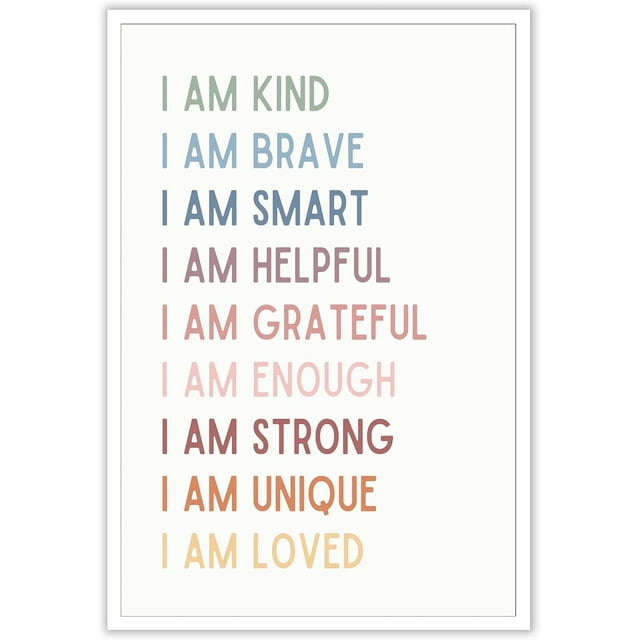 AVOI Kids Affirmation Wall Decor I Am Brave Kind Inspirational Mental ...