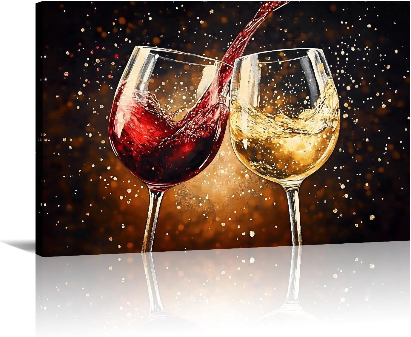 AVOI Kitchen Canvas Wall Art Wine Picture Wall Decor Yellow and Red ...