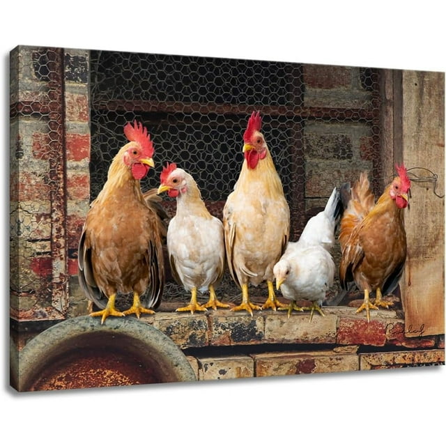 AVOI Kitchen Chicken Farm Wall Art Farmhouse Animal Rooster Picture on ...