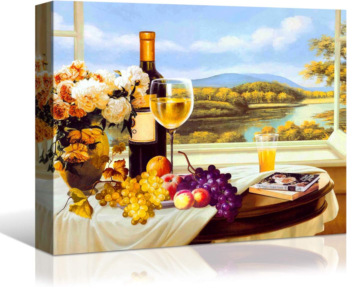 AVOI Kitchen Prints Wall Art Canvas Artwork Fruits Grapes Wine Bottle ...