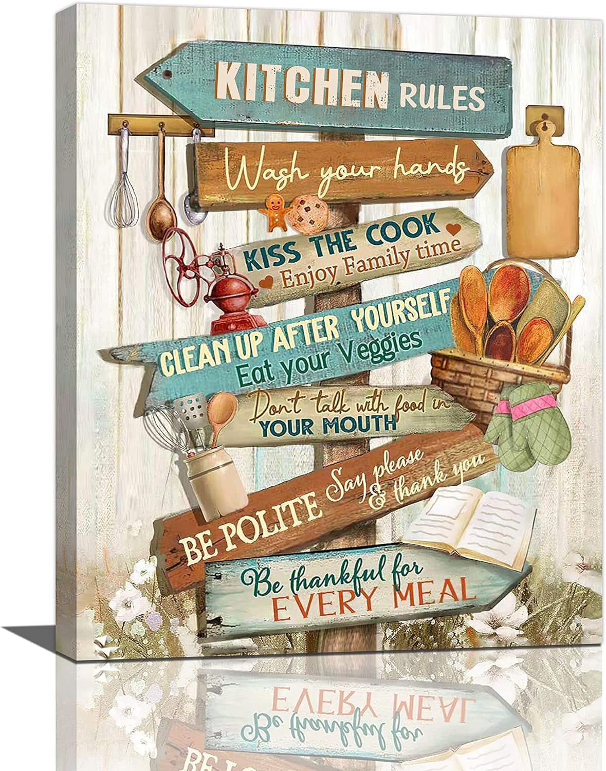AVOI Kitchen Wall Art Farmhouse Kitchen Pictures Wall Decor Rustic ...